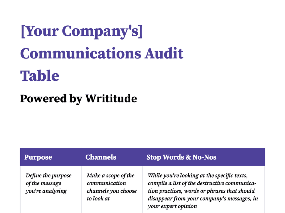 Communications audit tool—methodology you can use now